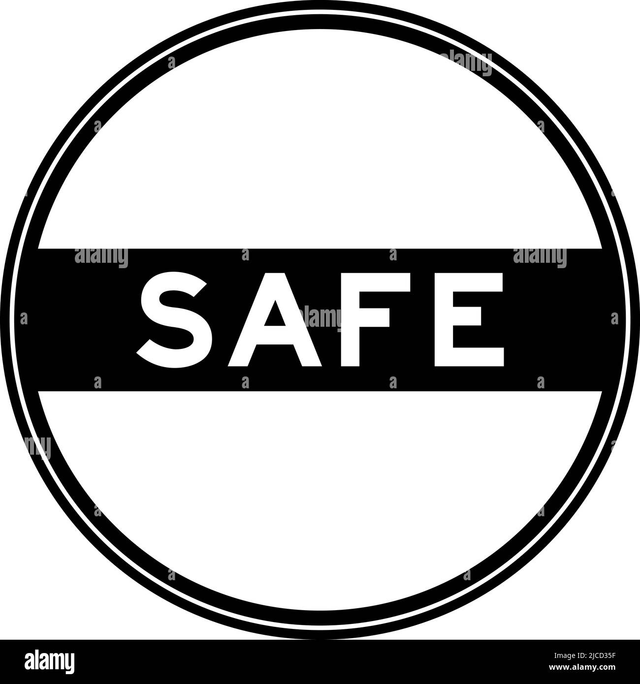 Black color round seal sticker in word safe on white background Stock ...