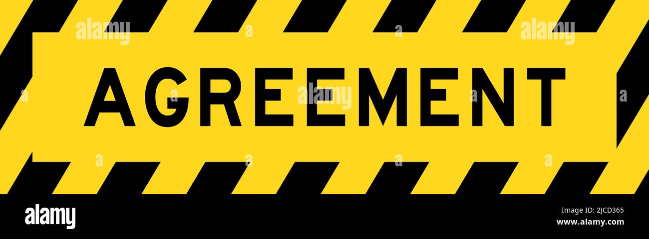 Yellow and black color with line striped label banner with word ...