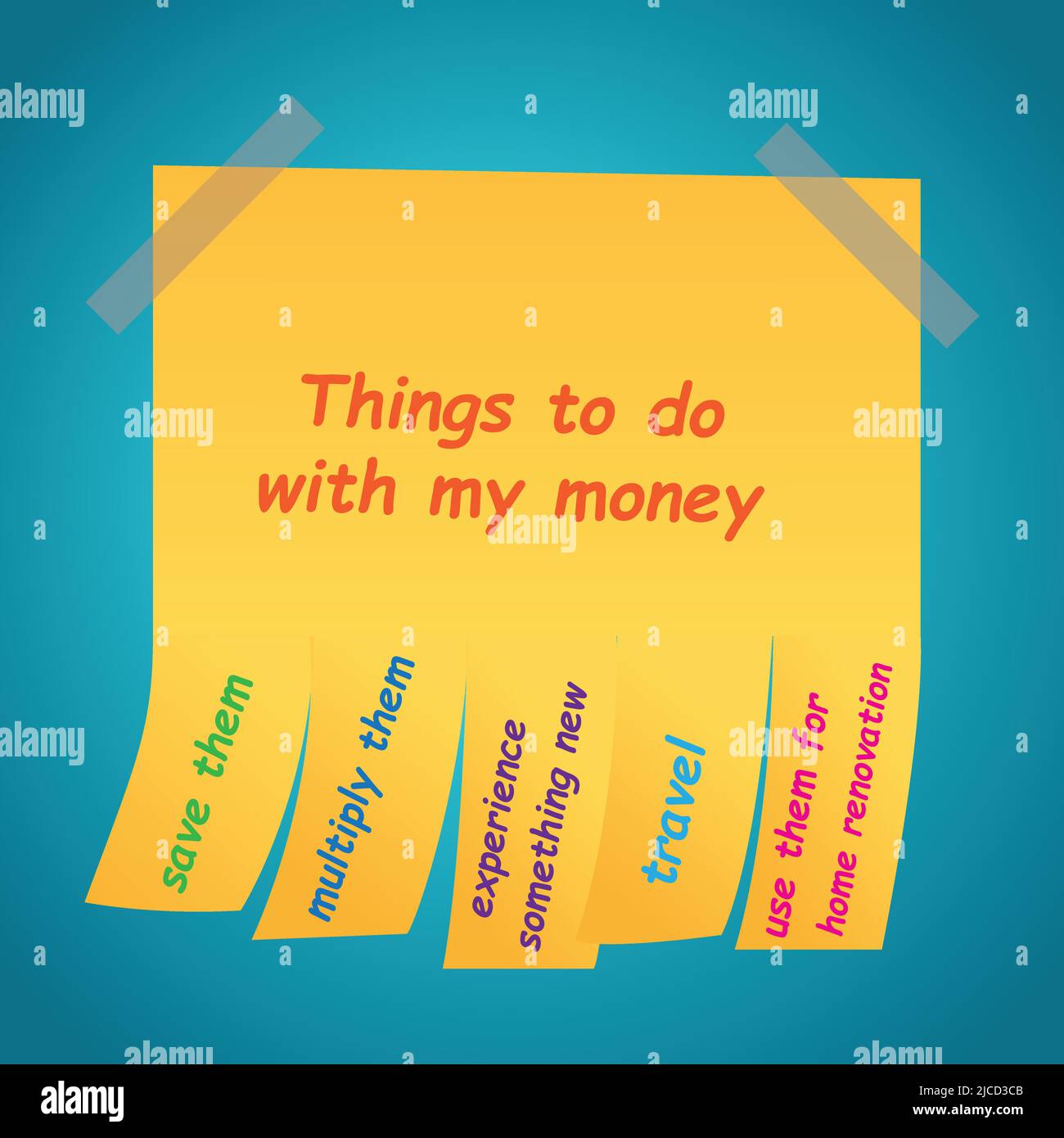 Post it with the text things to do with my money Stock Vector Image ...