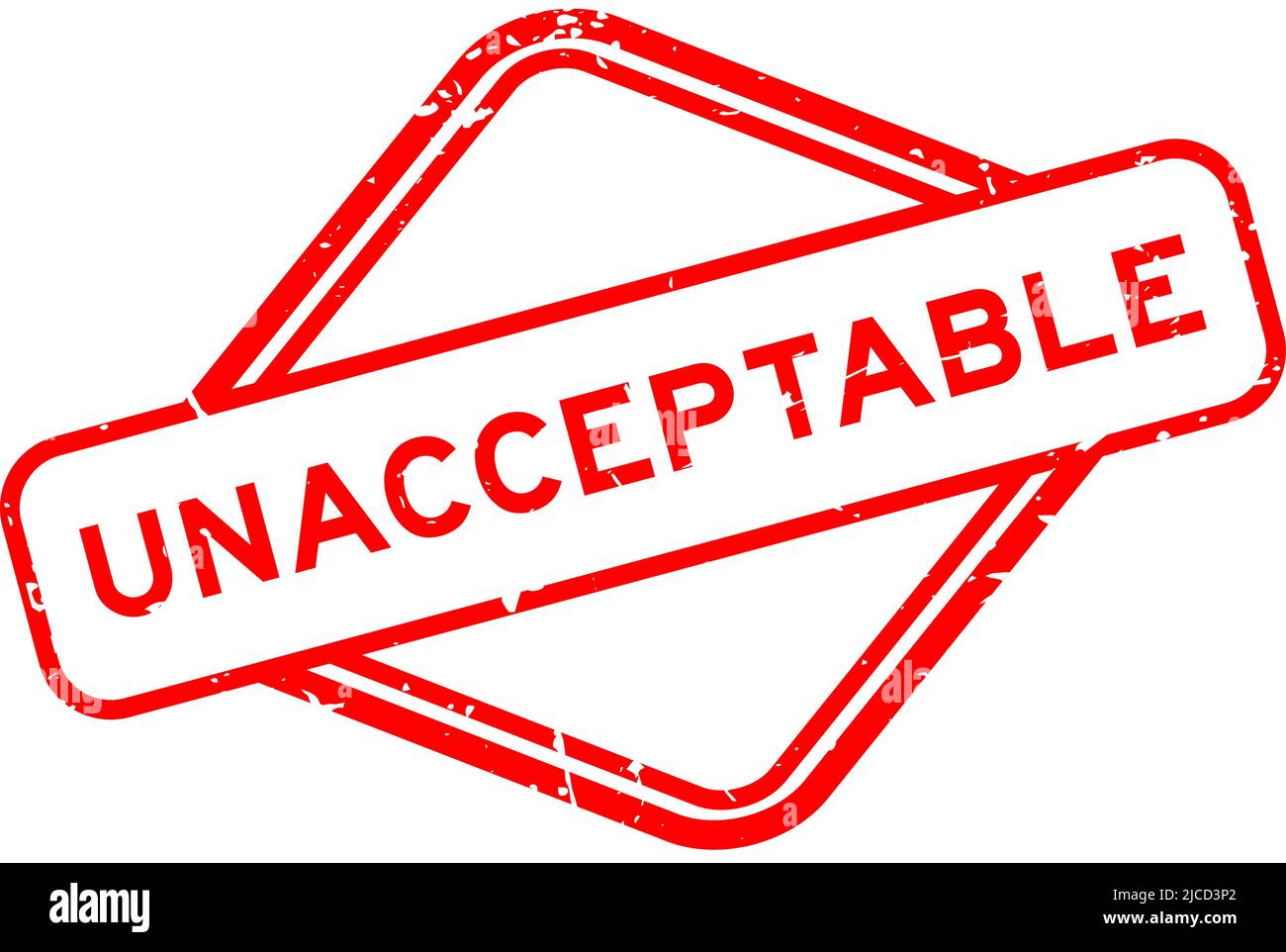 Grunge red unacceptable word rubber seal stamp on white background ...