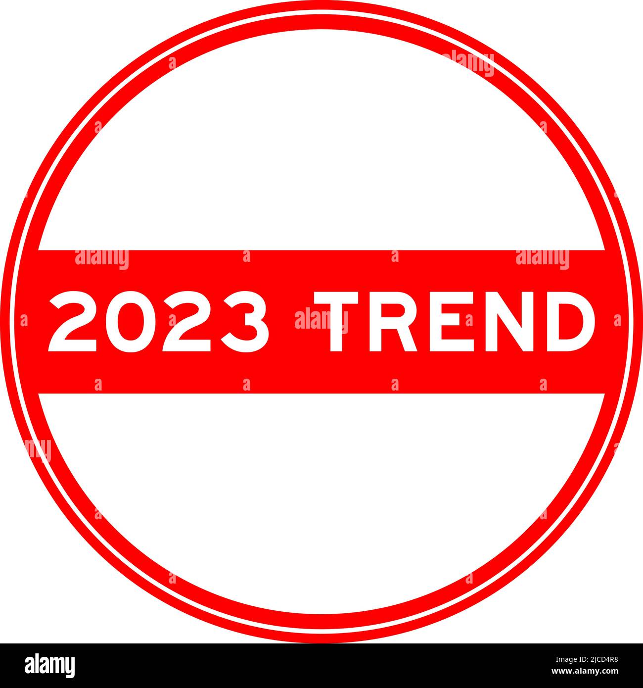 Red color round seal sticker in word 2023 trend on white background ...