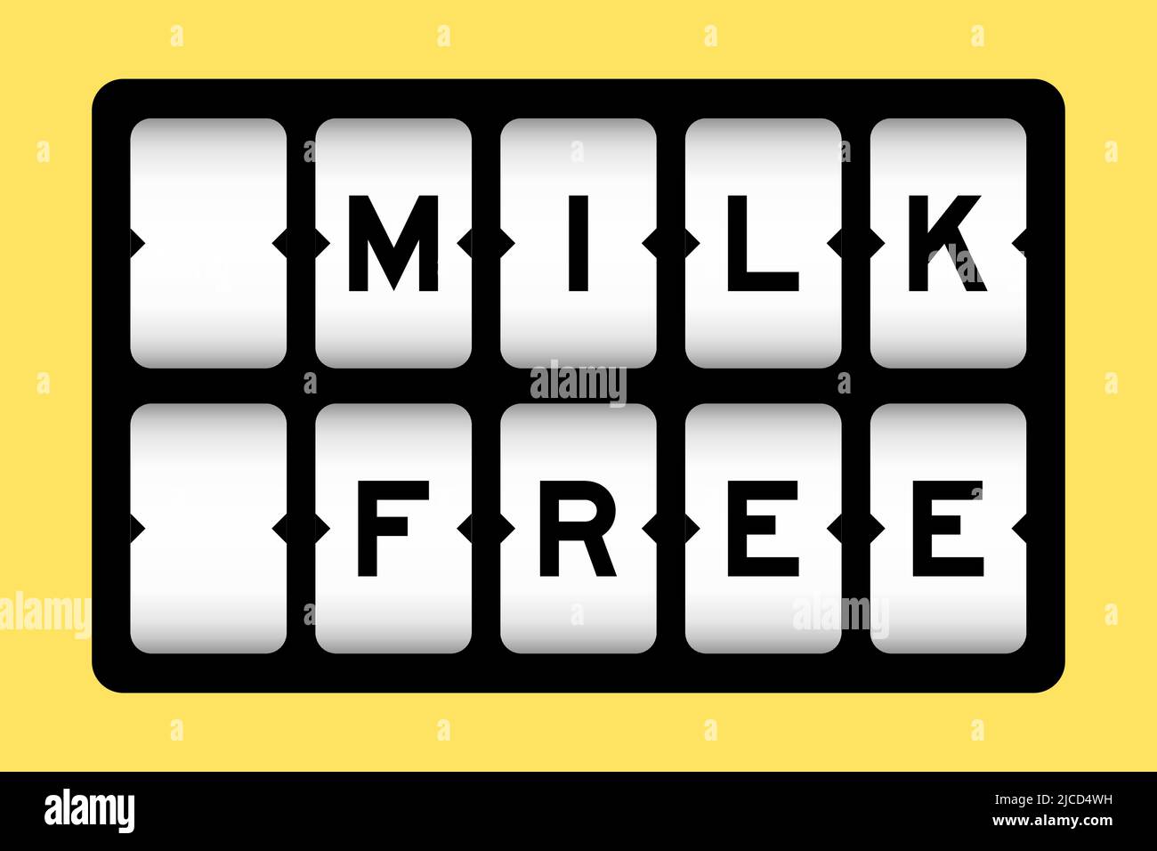 Black color in word milk free on slot banner with yellow color ...