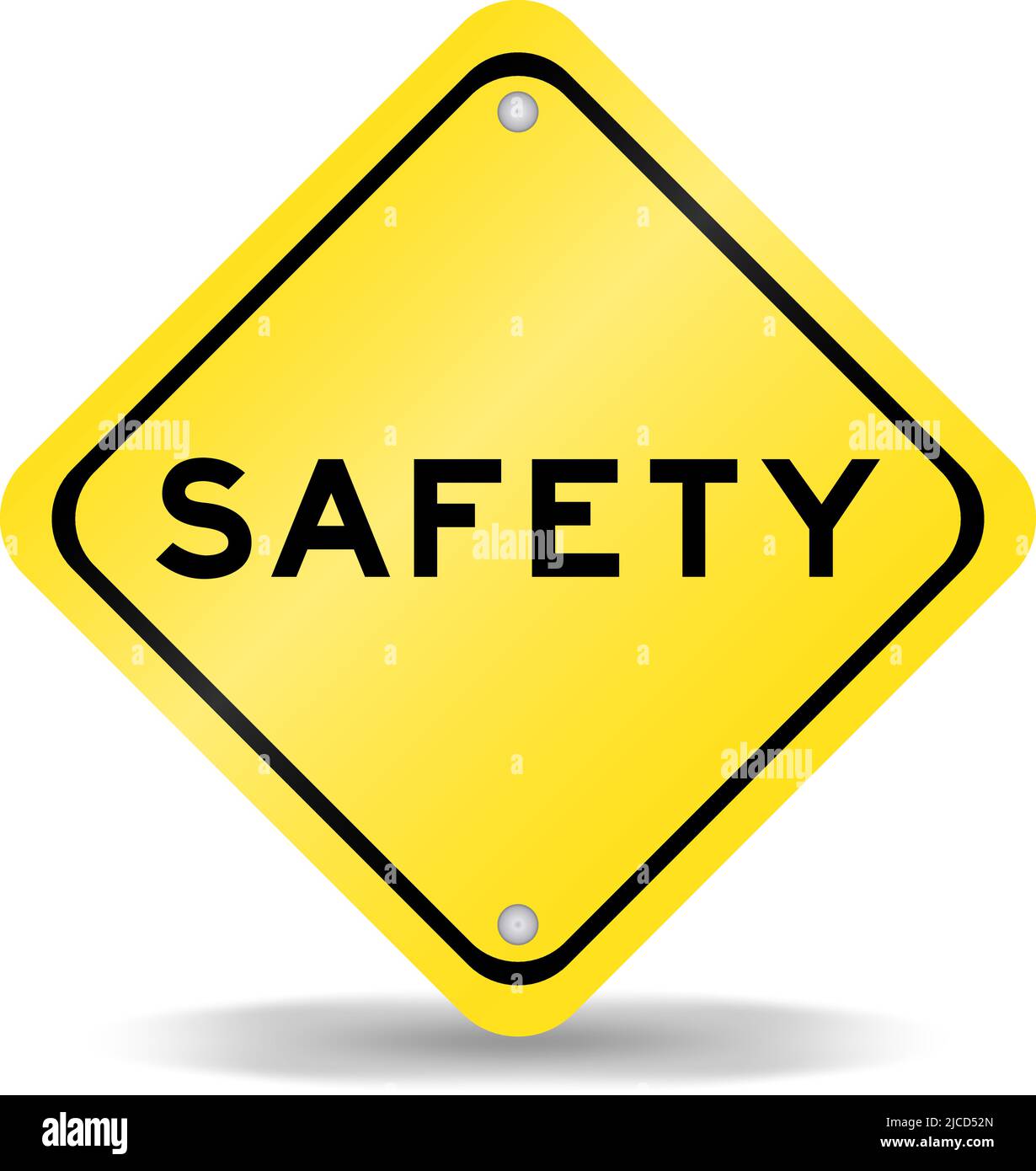 Yellow color transportation sign with word safety on white background ...