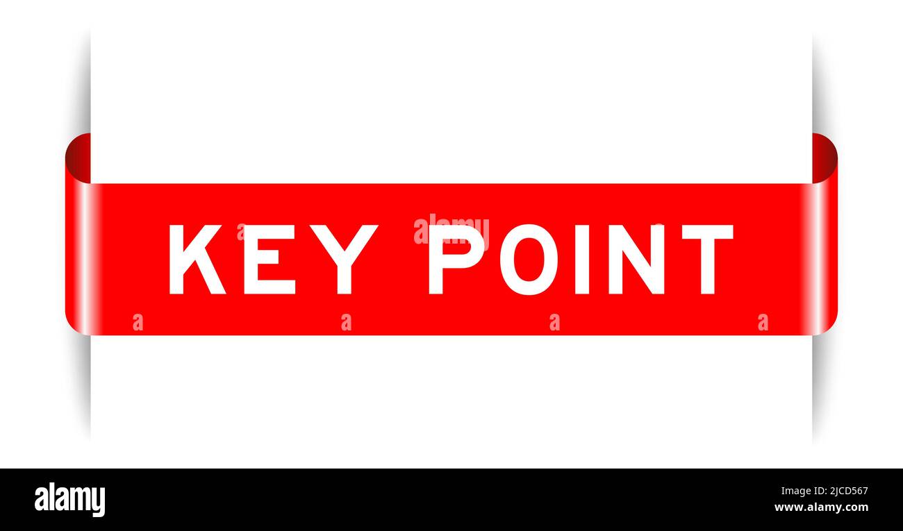 Red color inserted label banner with word key point on white background ...