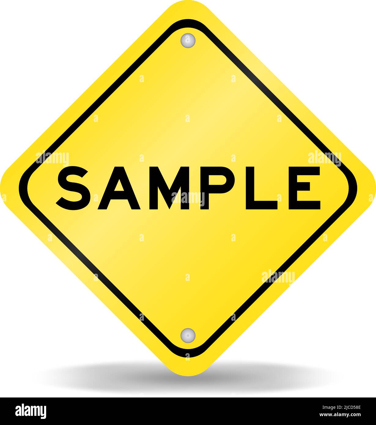 Yellow color transportation sign with word sample on white background ...