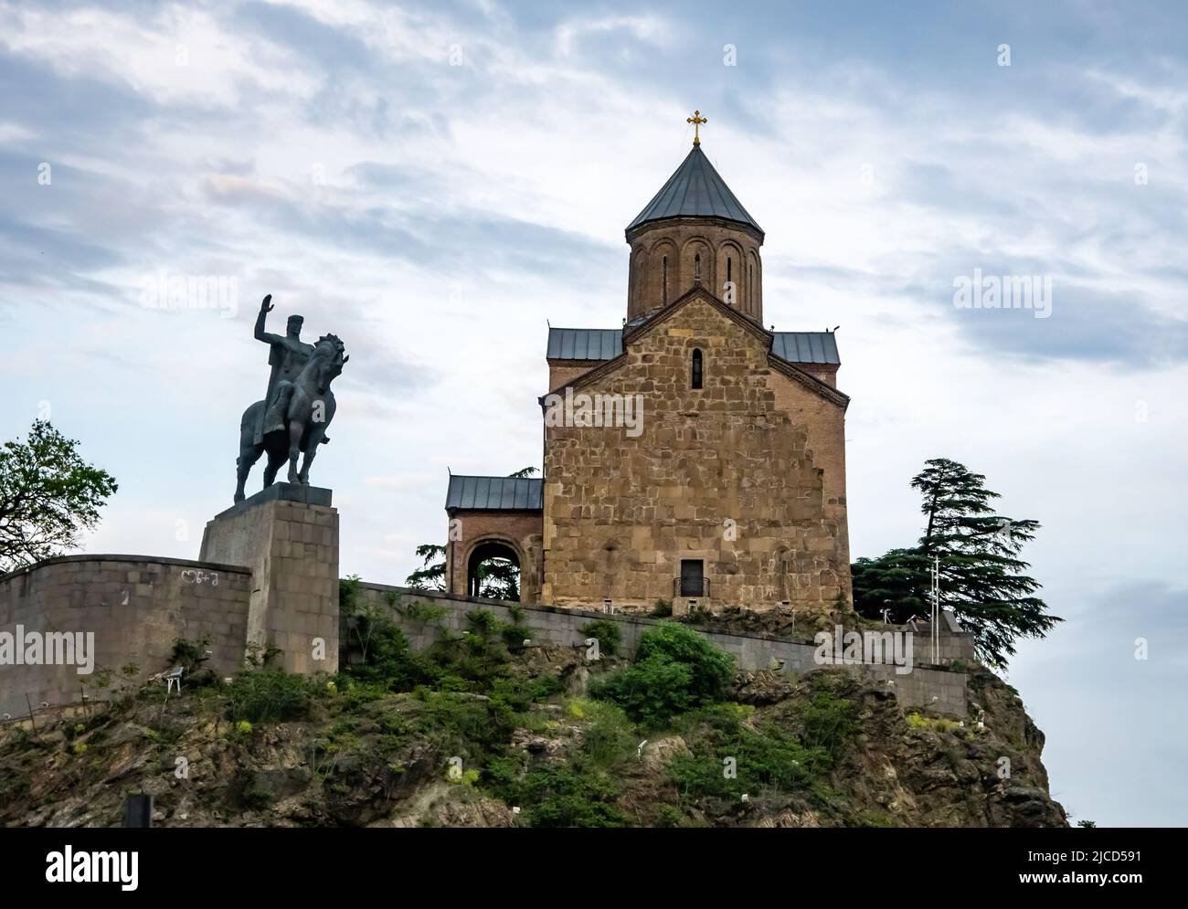 The statue of King Vakhtang Gorgasali on a horse in front of the ...