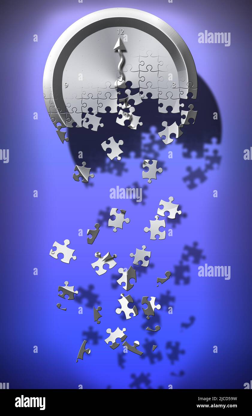 Time is running out. Clock made of puzzle pieces. 3D rendering Stock ...