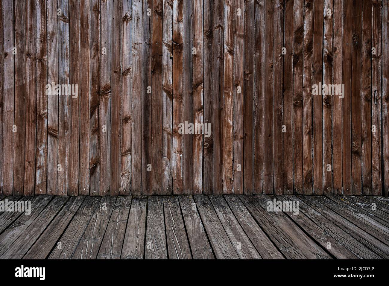Rustic wooden cabin wall and floor background Stock Photo - Alamy
