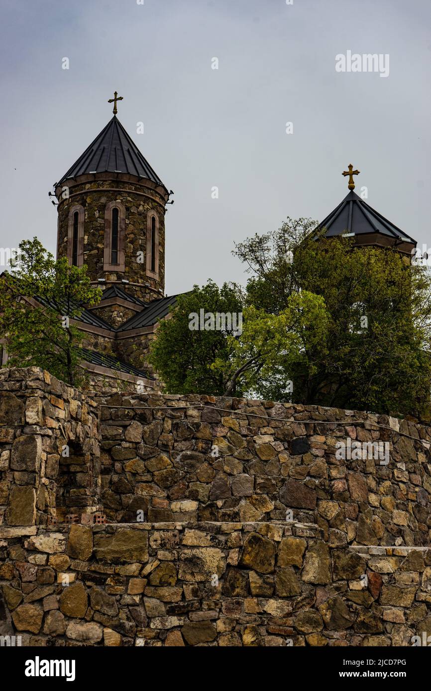 St. Peter and Paul cathedral on the hill top over Bolnisi town in Shida ...