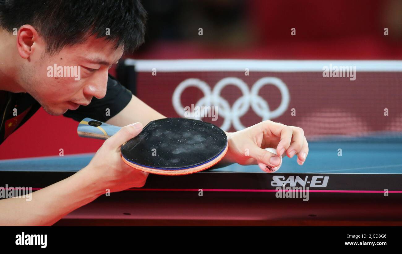 JULY 30th, 2021 - TOKYO, JAPAN: Ma Long of China serves during the ...