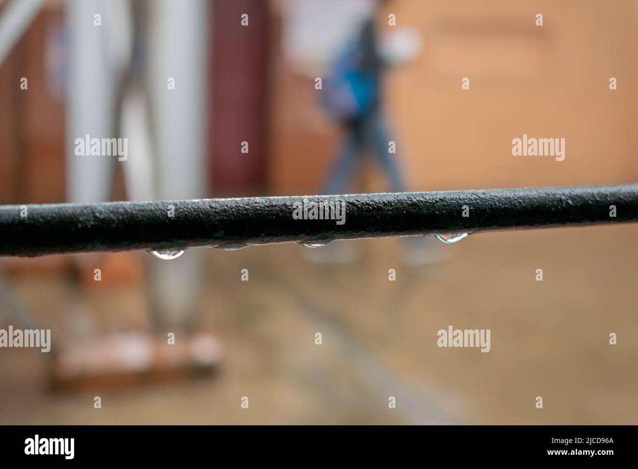 Rain drops on window train. Rain during train journey Stock Photo - Alamy