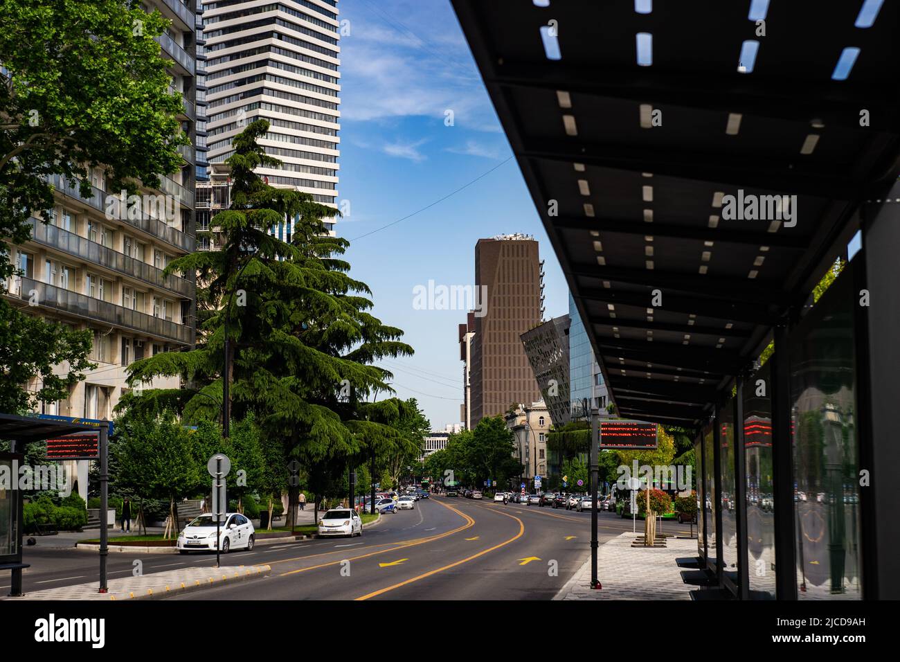 Modern downtown of georgian capital city Tbilisi Chavchavadze avenue ...
