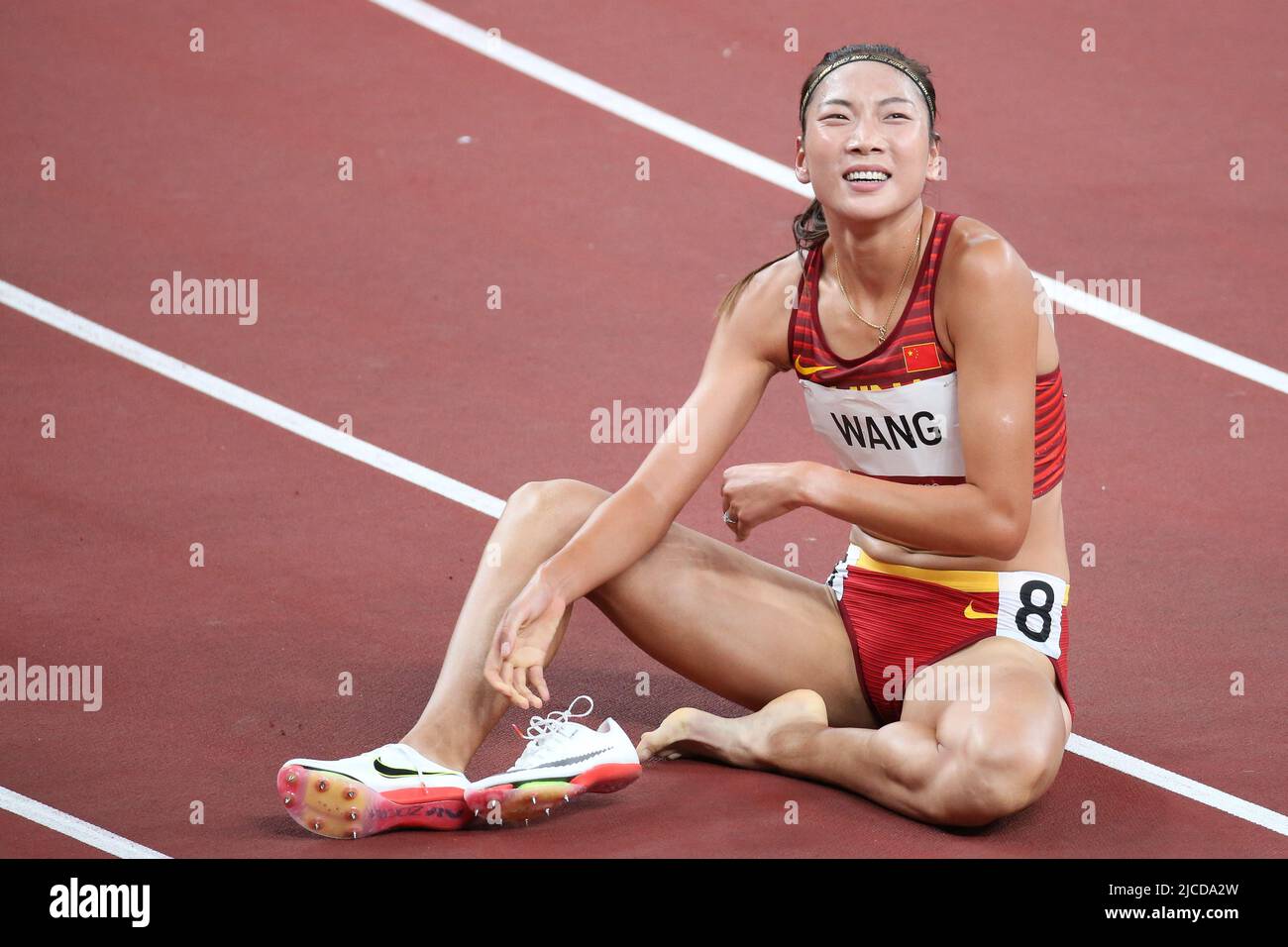 JULY 31st, 2021 - TOKYO, JAPAN: Chunyu Wang of China reacts qualifying to the Women's 800m Final ...