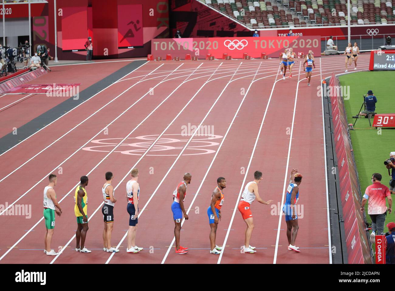 JULY 31st, 2021 - TOKYO, JAPAN: last relayers getting ready during the ...