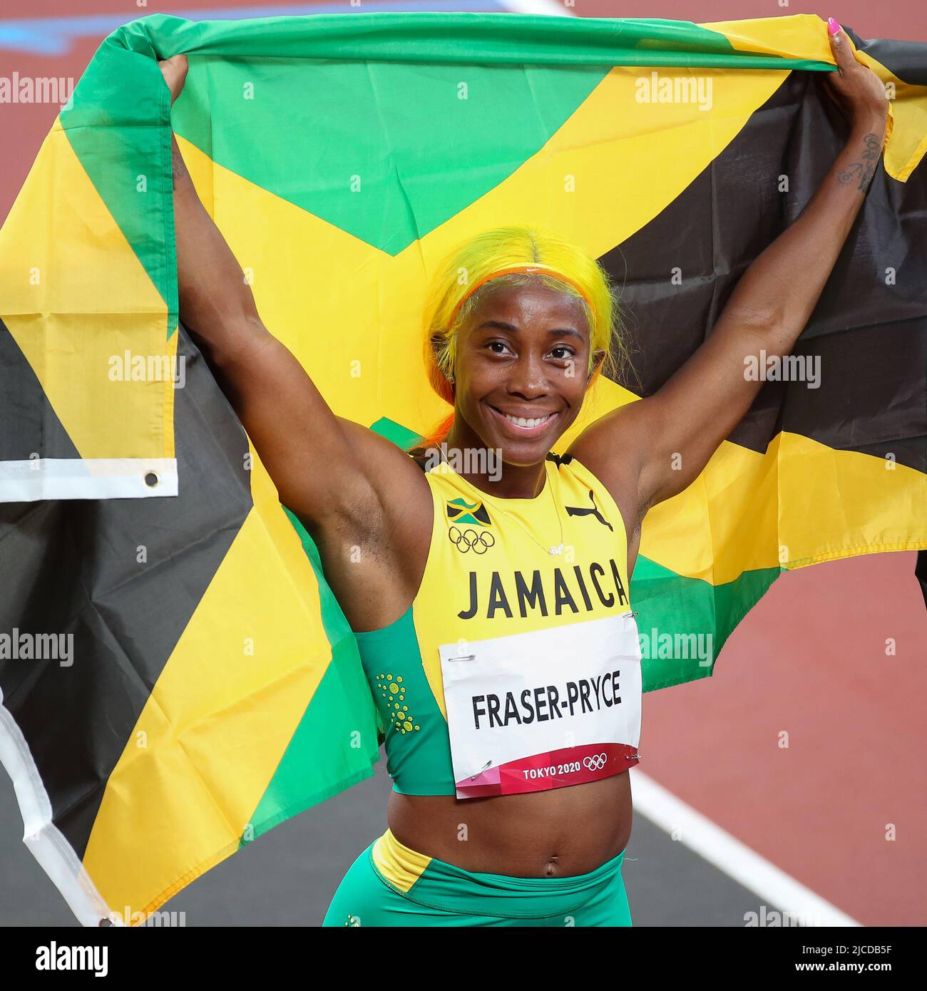 JULY 31st, 2021 - TOKYO, JAPAN: Shelly-Ann Fraser-Pryce of Jamaica wins the Silver Medal in the ...
