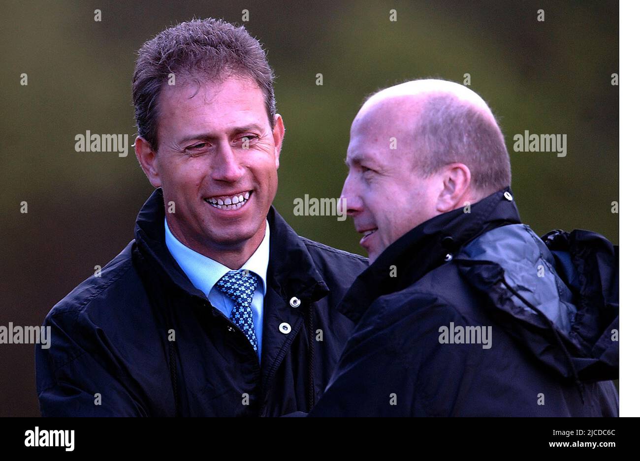 PORTSMOUTH'S NEW MANAGER ALAIN PERRIN WITH HIS PREDECESSOR VELEMIR ...