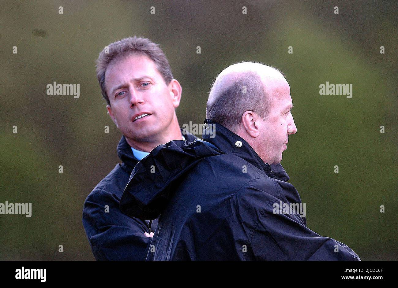 PORTSMOUTH'S NEW MANAGER ALAIN PERRIN WITH HIS PREDECESSOR VELEMIR ...