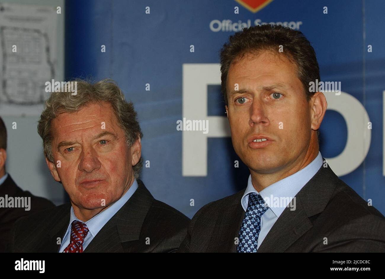 PORTSMOUTH'S NEW MANAGER ALAIN PERRIN WITH HIS CHAIRMAN MILAN MANDARIC ...
