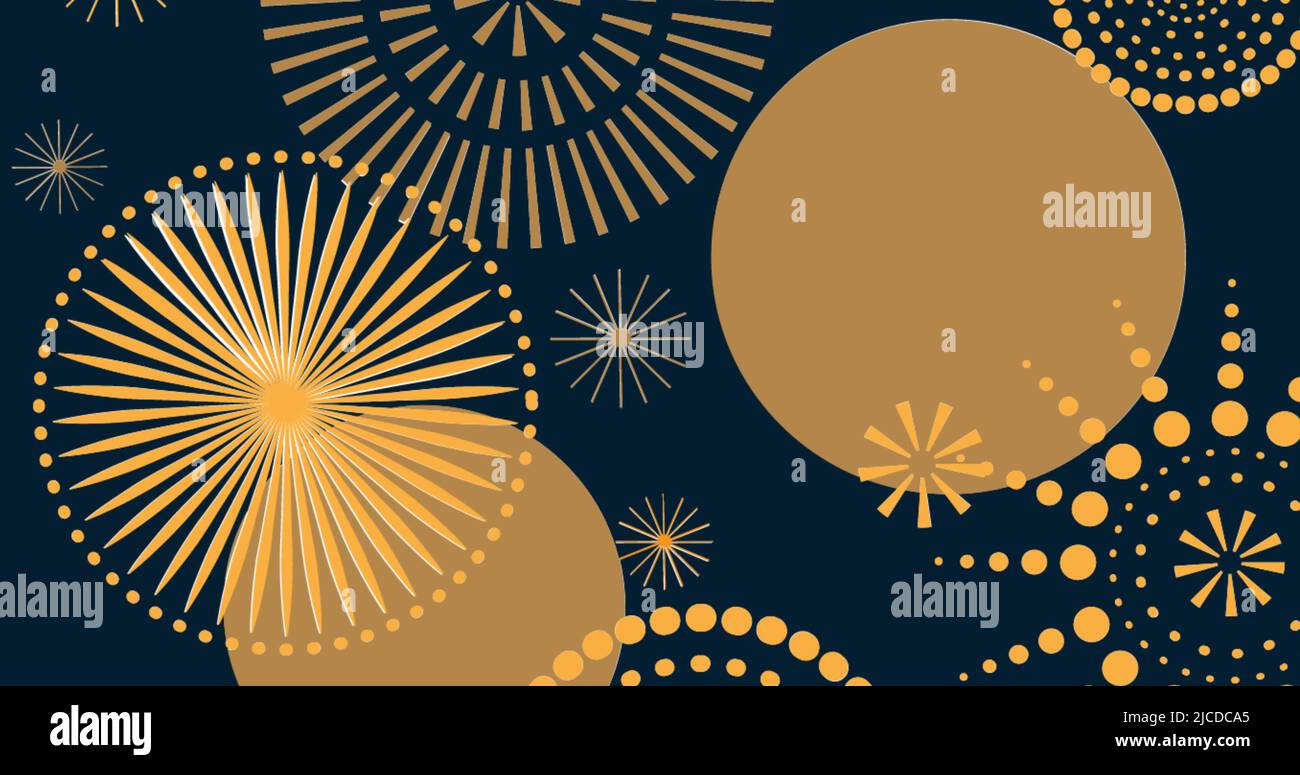 Image of exploding gold fireworks scrolling on black background Stock ...