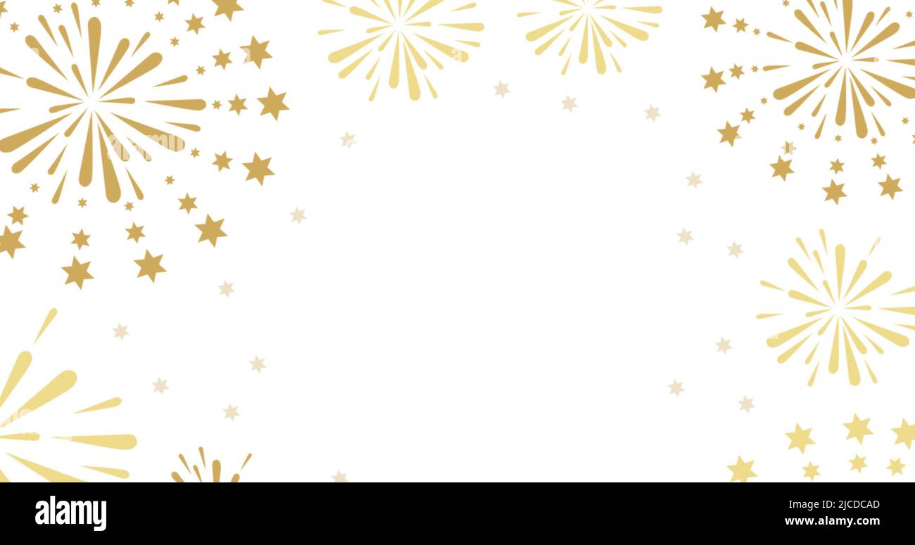 Image of exploding gold fireworks scrolling on white background Stock ...