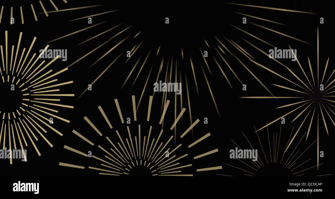 Image of exploding gold fireworks scrolling on black background Stock Photo - Alamy