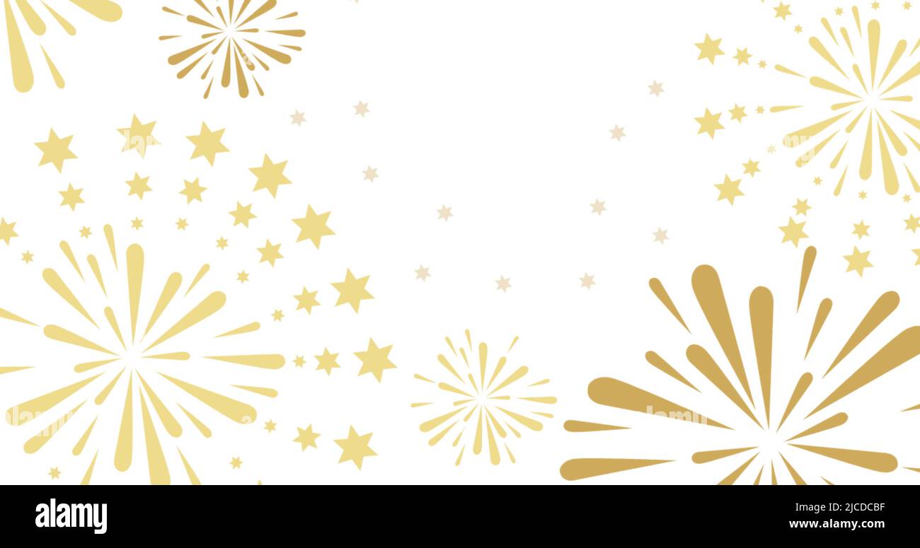 Image of exploding gold fireworks scrolling on white background Stock ...