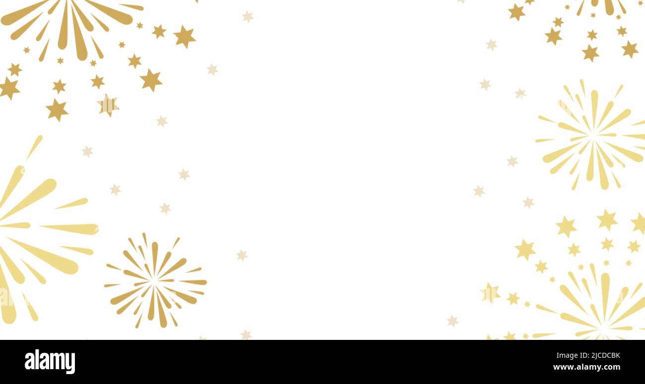 Gold Fireworks White Background