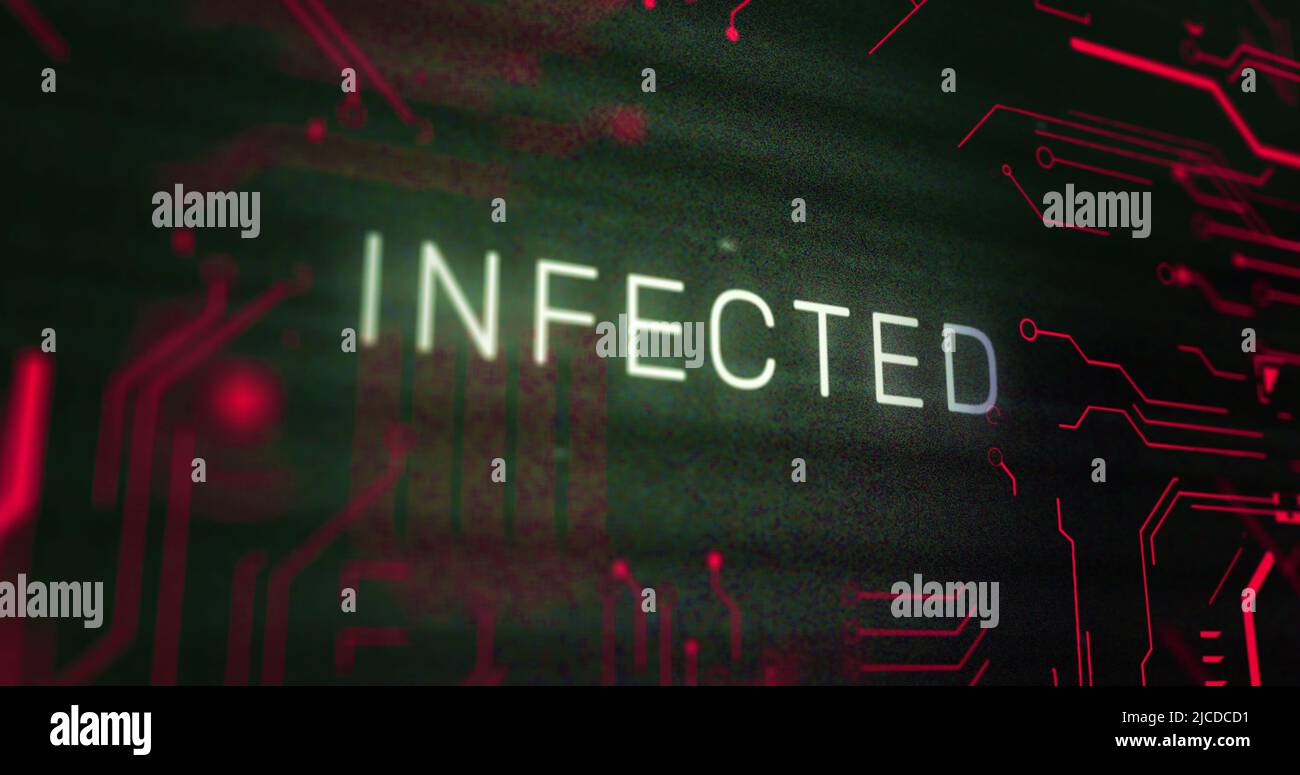 Image of interference over infected text, data processing and computer circuit board Stock Photo ...