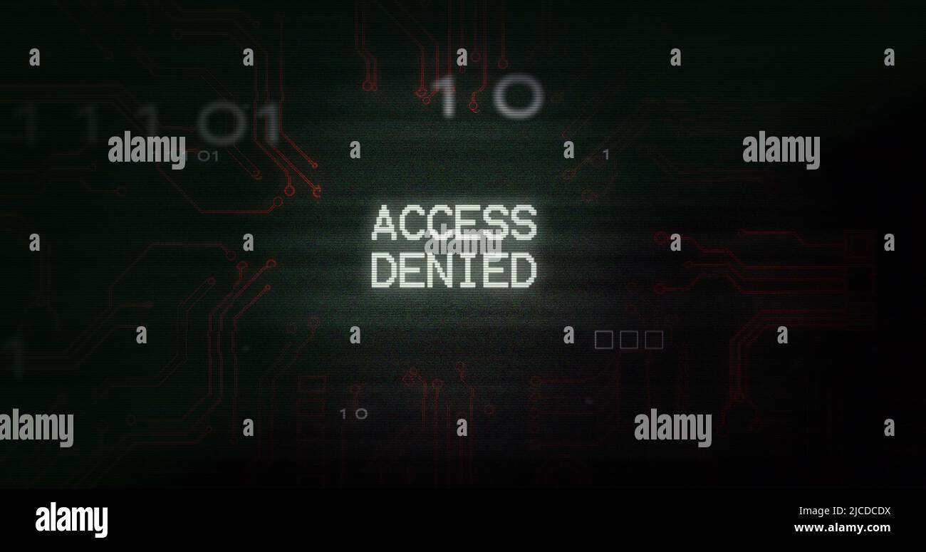 Image of interference over access denied text, data processing and computer circuit board Stock ...