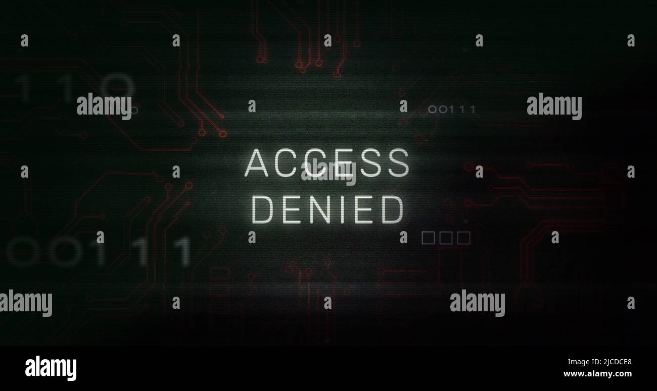 Image of interference over access denied text, data processing and computer circuit board Stock ...