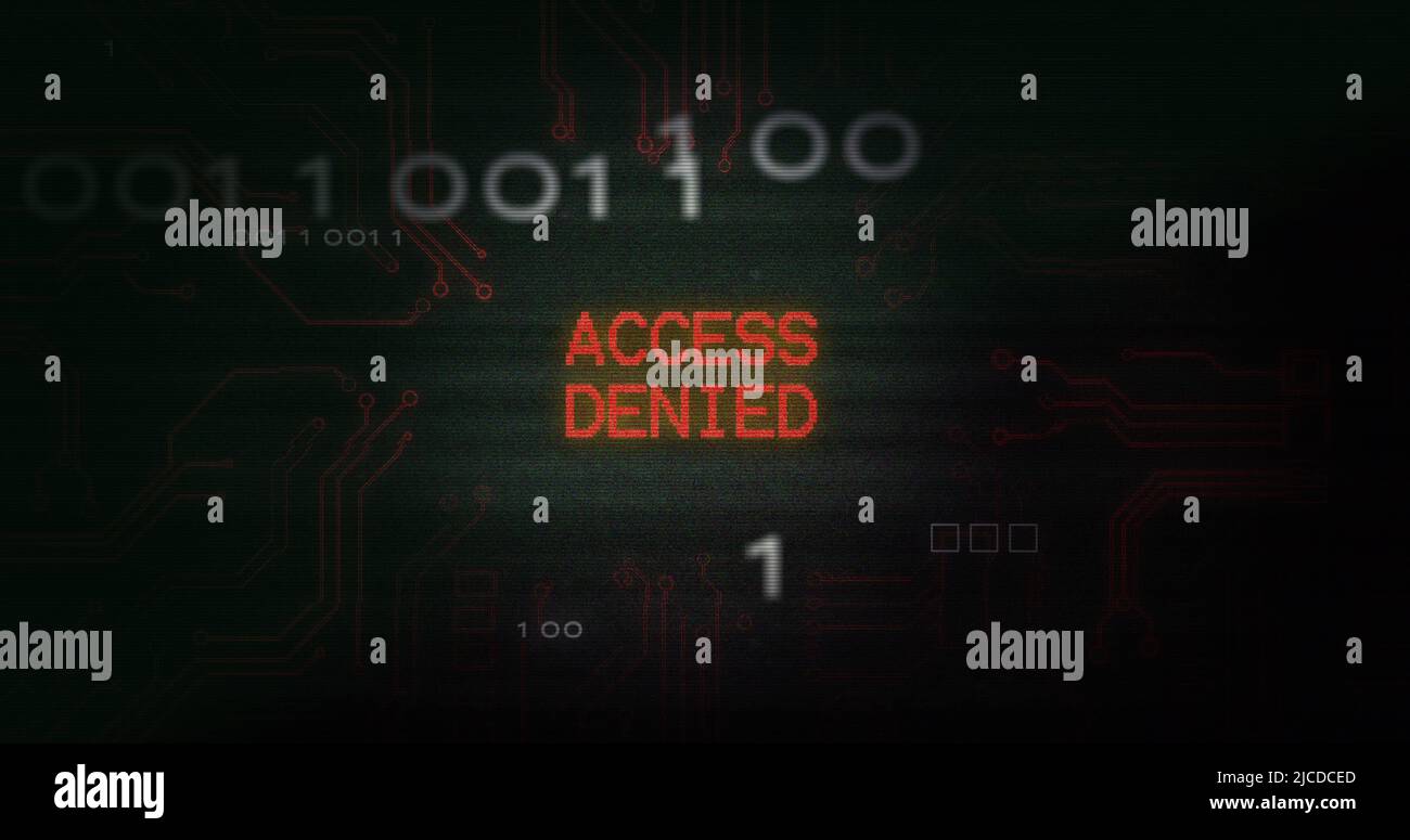Image of interference over access denied text, data processing and computer circuit board Stock ...