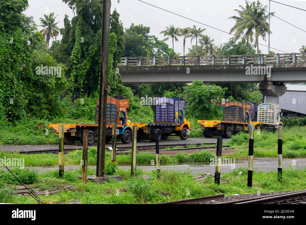 Indian truck called lorry waiting to get loaded Stock Photo - Alamy