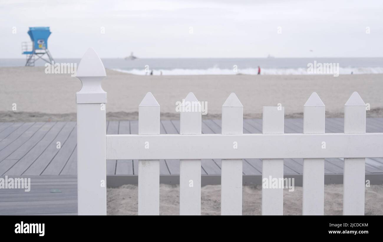 Lifeguard stand or life guard tower hut, surfing safety on California ...