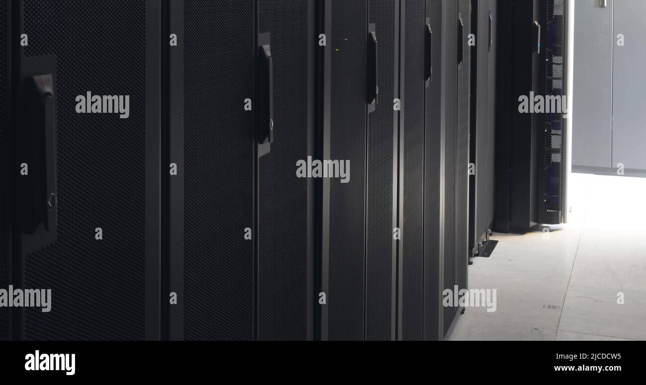 Image of empty corridor with rows of computer servers Stock Photo - Alamy