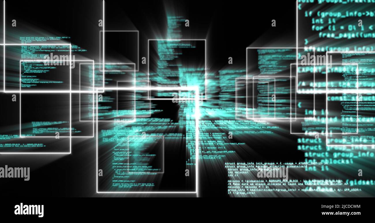 Image of data processing over black background Stock Photo - Alamy