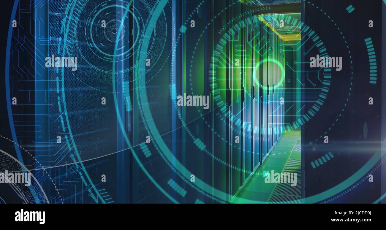 Image of scope scanning and data processing over computer servers Stock Photo - Alamy