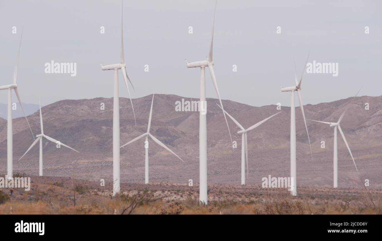 Windmills turbine rotating, wind farm or power plant, alternative green ...