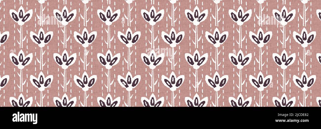 Gender neutral floral flower seamless raster border. Simple whimsical 2 ...