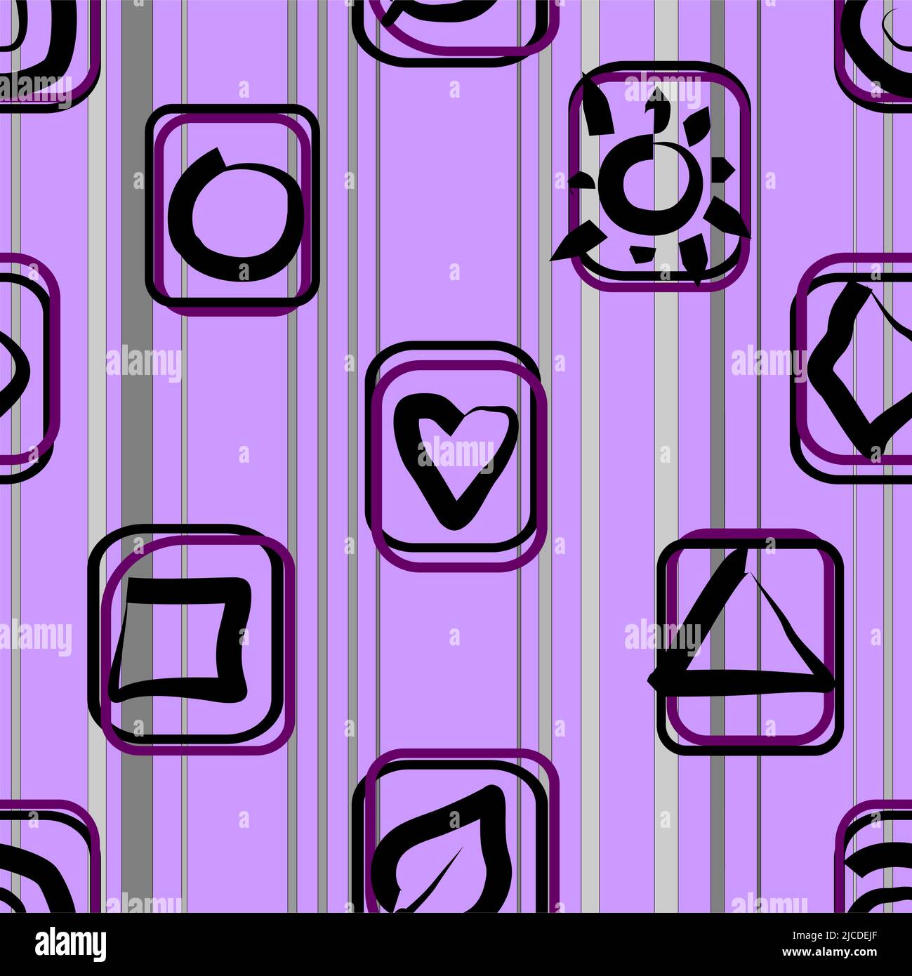 lilac seamless striped pattern with different geometric shapes in a ...