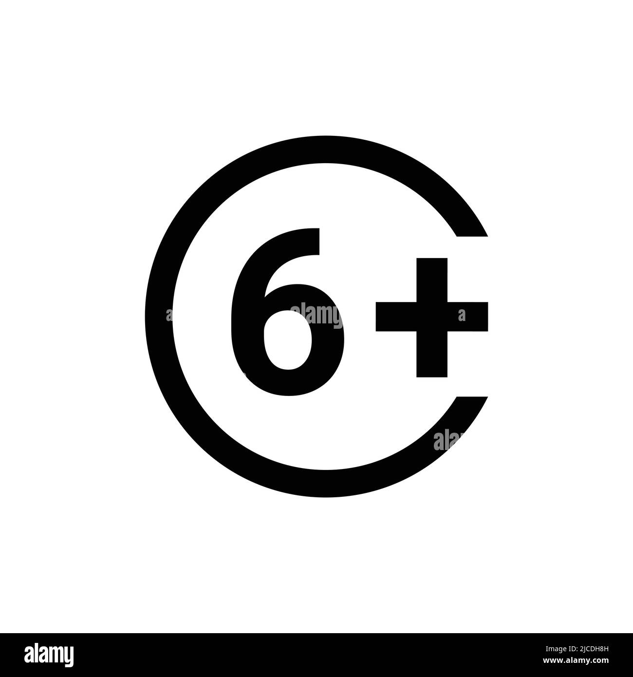 Age limit 6 line color icon. Isolated vector element. Outline pictogram ...