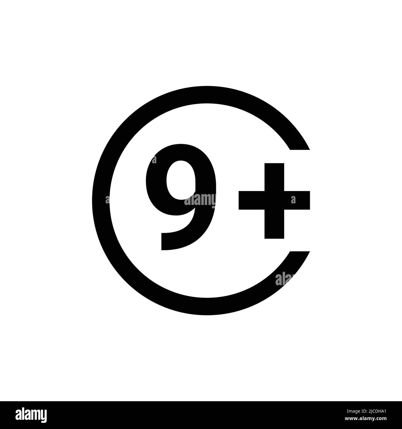 Age limit 9 line color icon. Isolated vector element. Outline pictogram ...