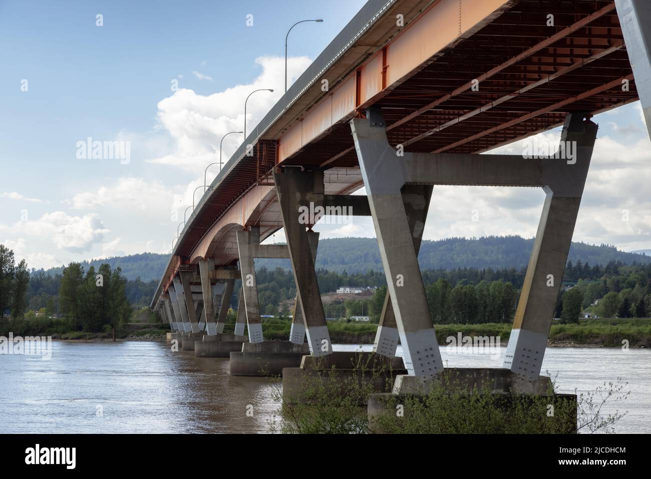 Mission Bridge over Fraser River during Sunny and Cloudy Spring Season ...