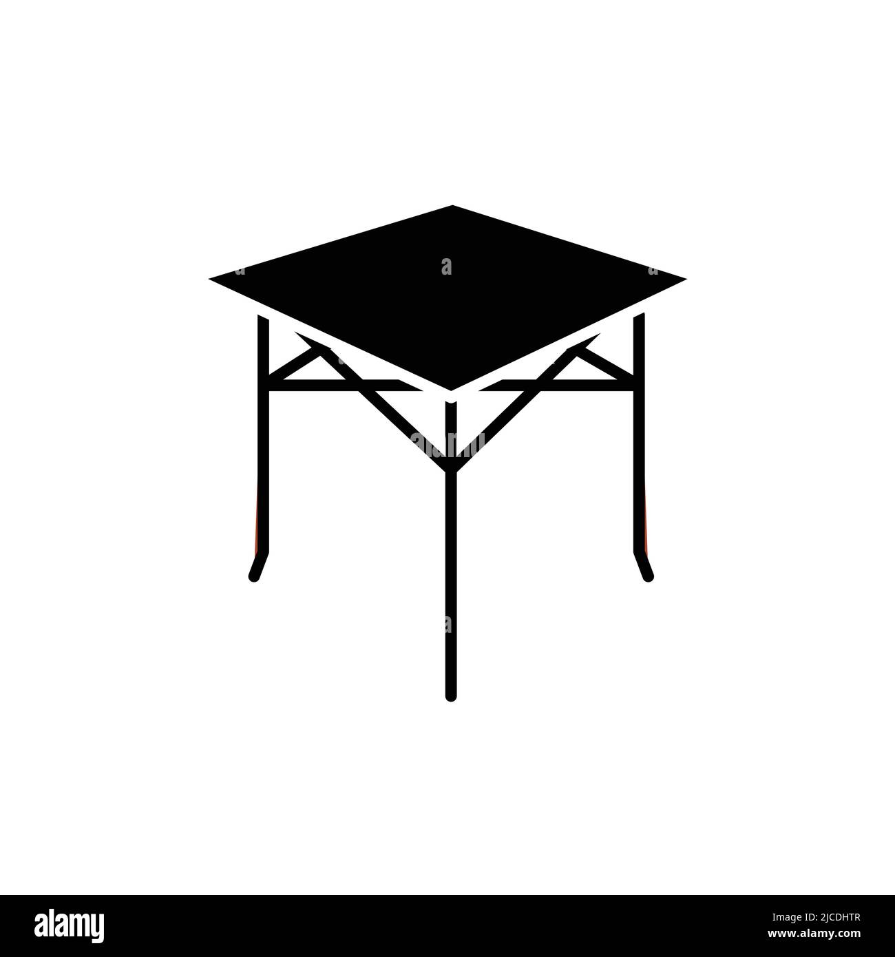 Camping portable table line color icon. Outline pictogram for web page ...