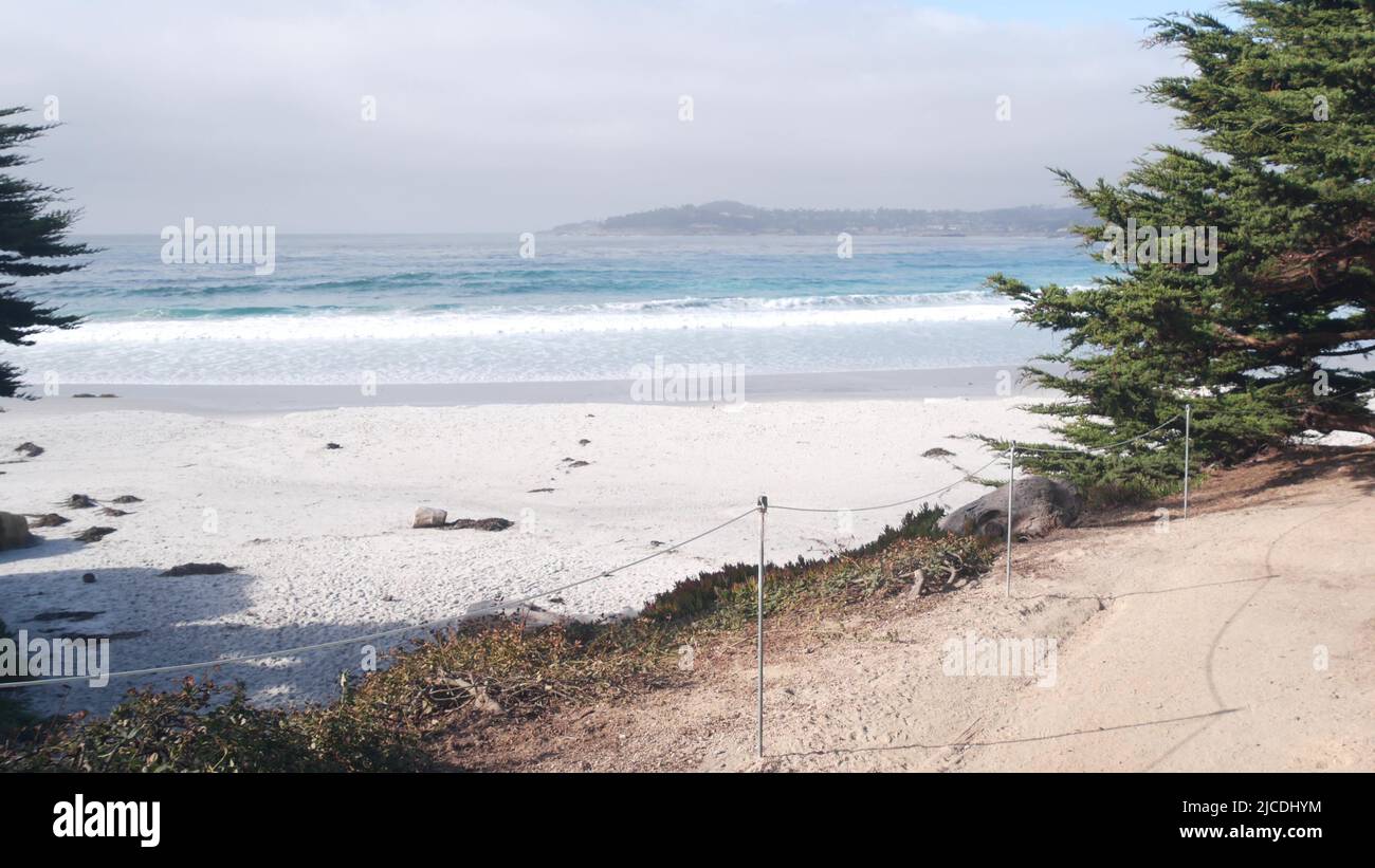 Promenade path, walkway, trail or footpath, ocean sandy beach in Carmel ...