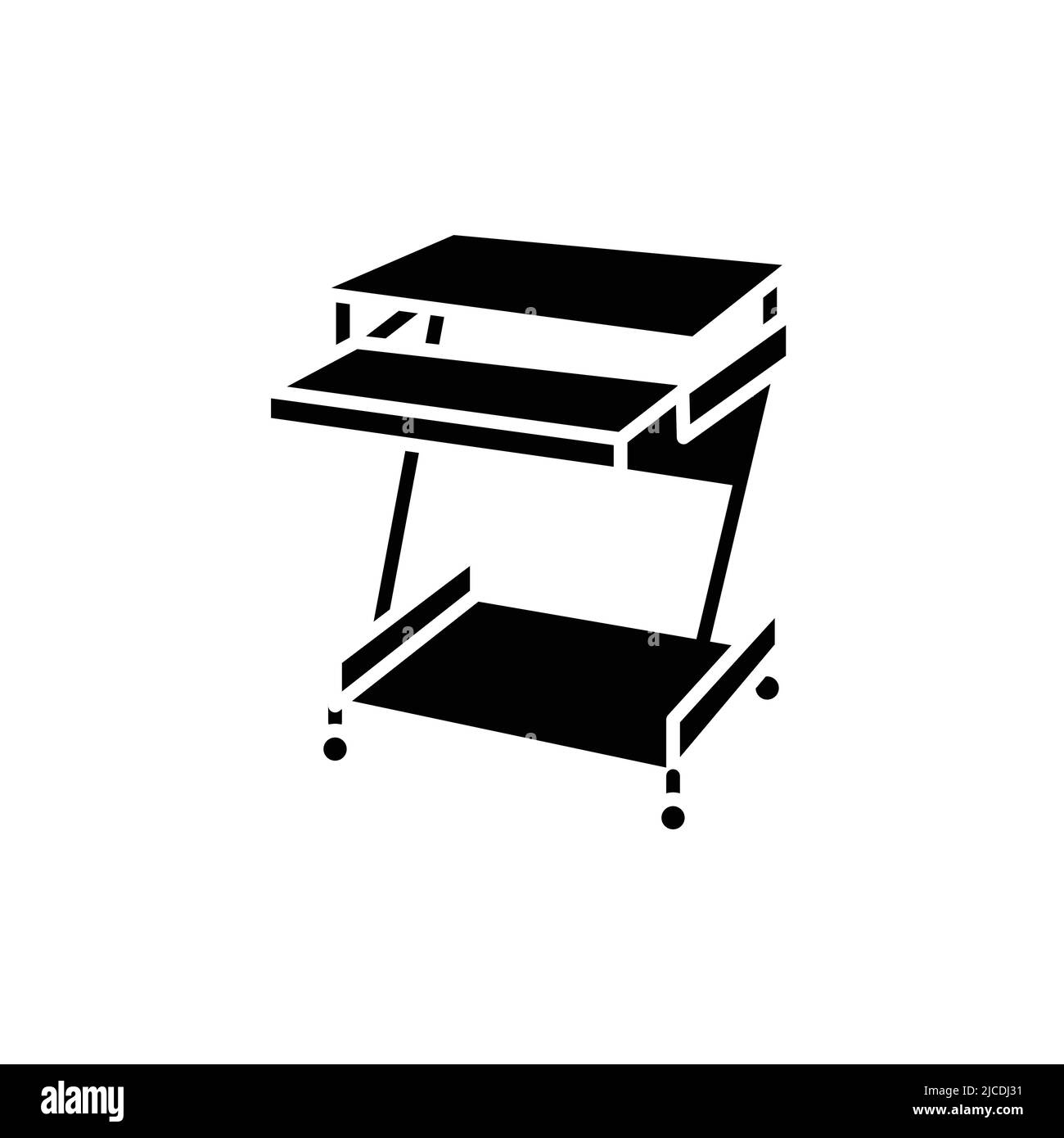 Portable computer desk line color icon. Isolated vector element ...