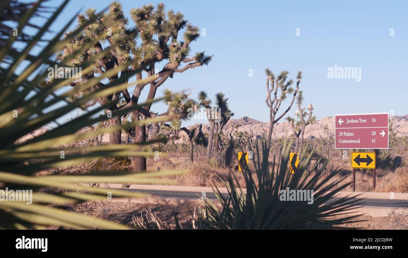 Crossroad sign with direction arrows on road intersection, California ...