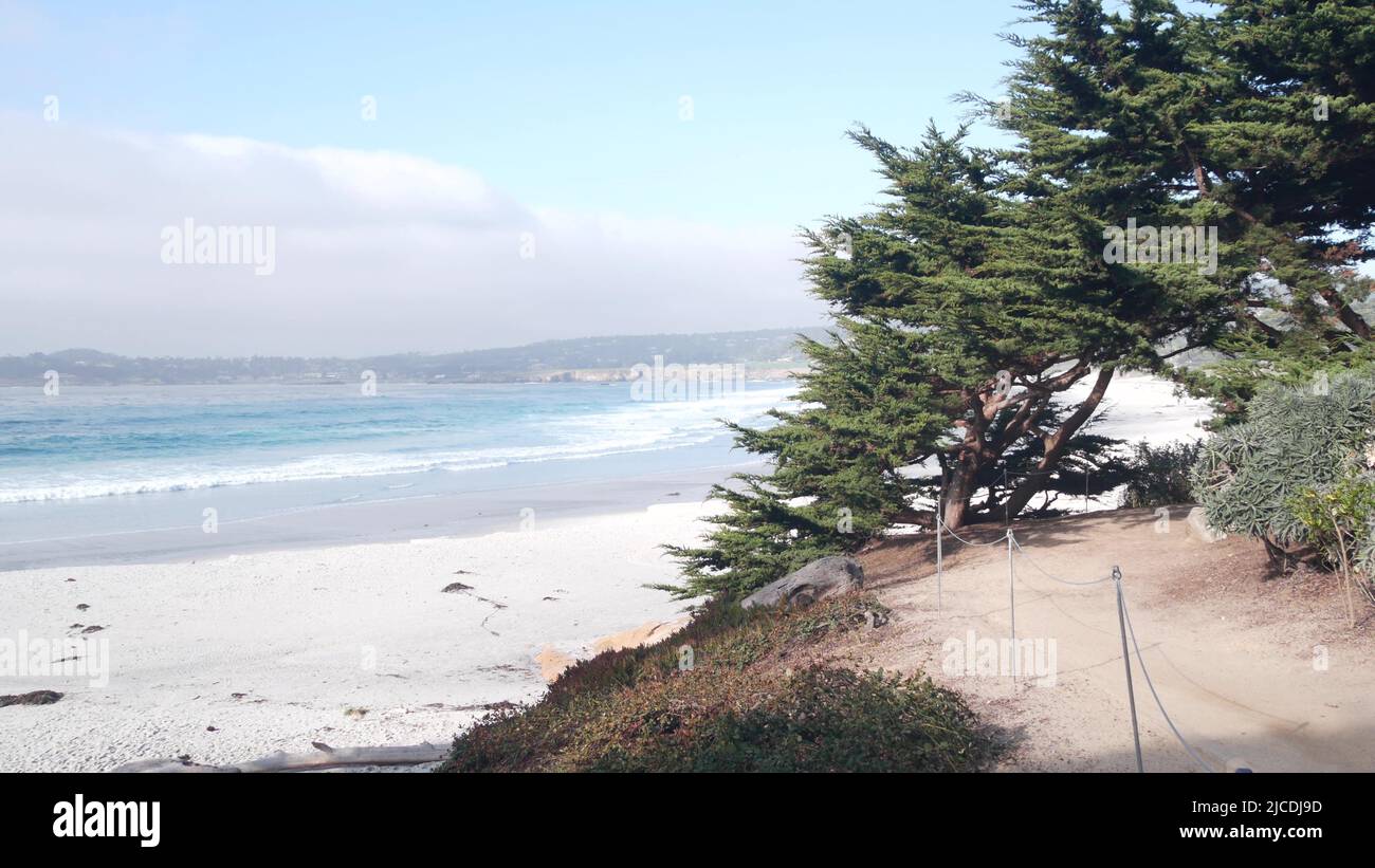 Promenade path, walkway, trail or footpath, ocean sandy beach in Carmel ...
