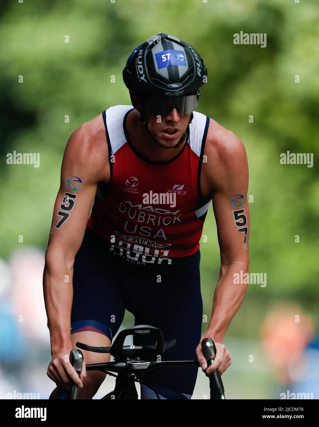 USA's Marc Dubrick in action during day one of the 2022 World Triathlon ...