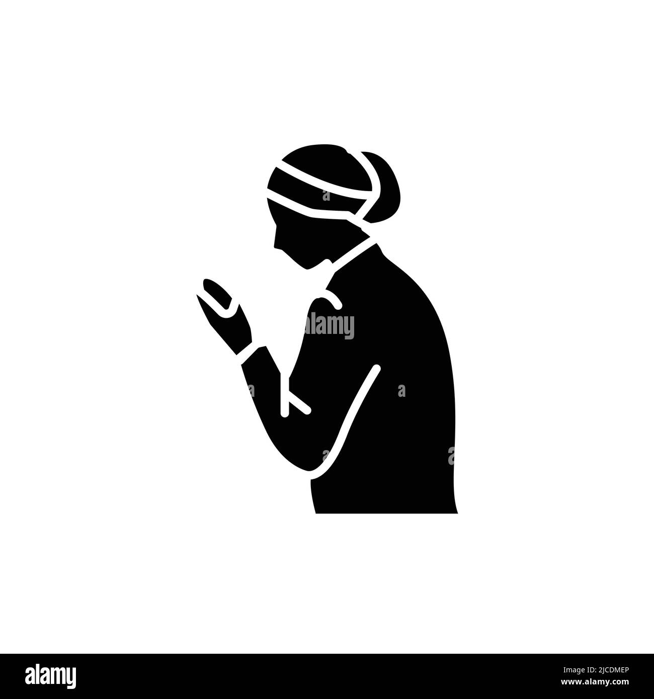 Jewish woman praying line color icon. Isolated vector element Stock ...