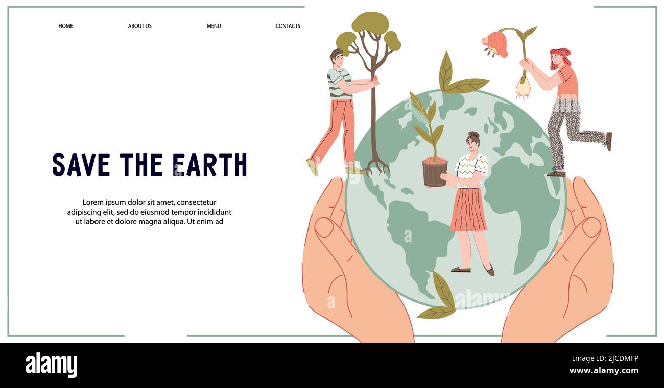 Environment conservation, planet greening and ecology, save the earth ...